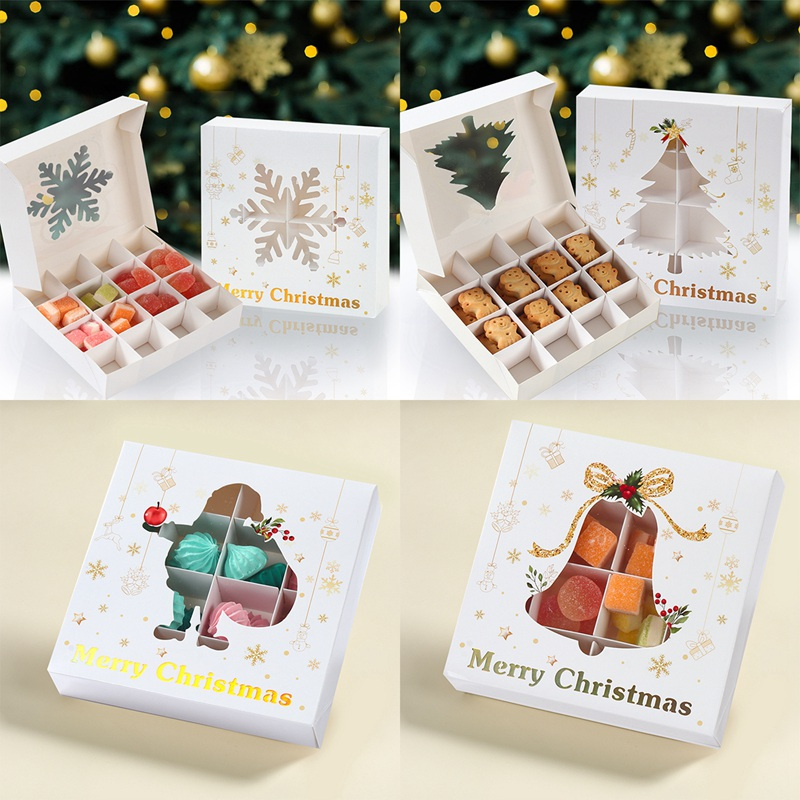 Snowflake Shape Cookie Boxes Christmas Candy Boxes Reindeer Santa Candy ...