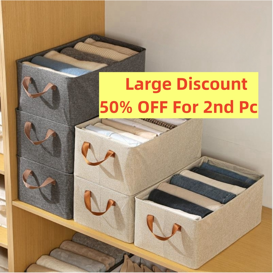 【SG Seller】Large Box Storage Clothing Organization Cotton Linen ...