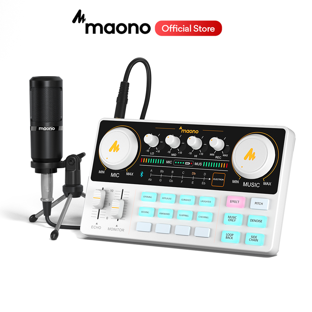 Maono AM200-S1 White Sound Card Set Podcast Equipment MaonoCaster Lite ...