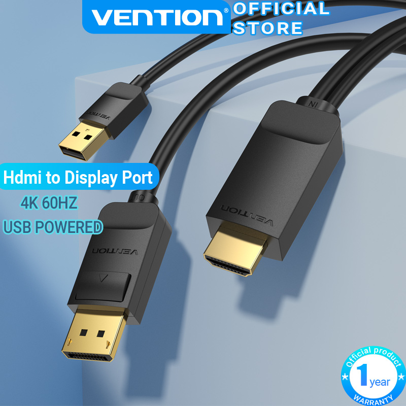 Vention 4K Hdmi to Display Port Cable USB Powered Hdmi to DP Male ...