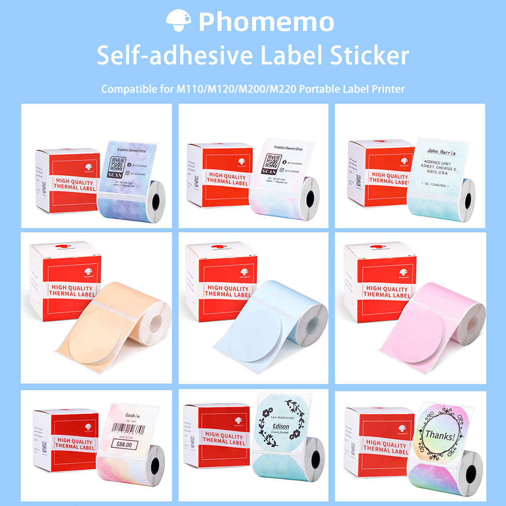 Phomemo Self-Adhesive Label Paper for Phomemo M110/M200 Label Printer Sticker Transparent Round ...