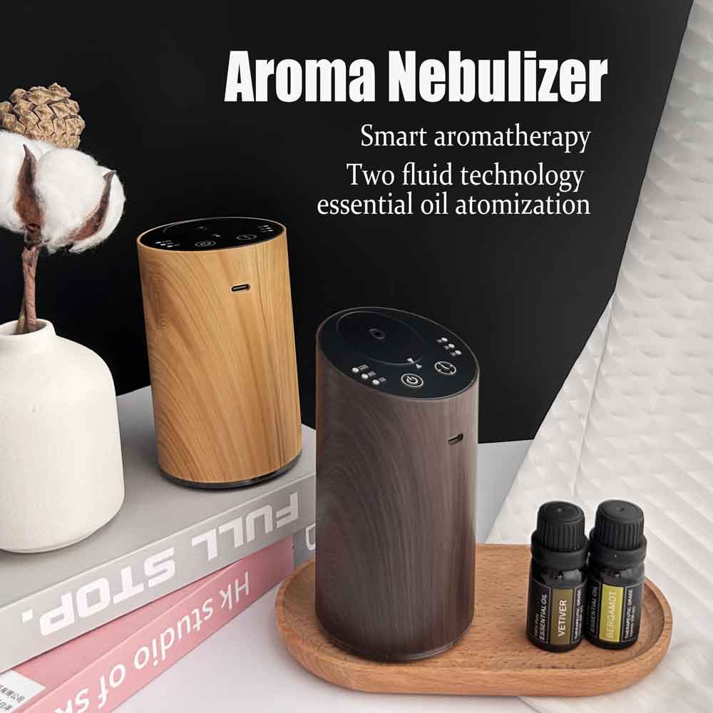 Wireless&Waterless Wood Grain Essential Oil Aroma Diffuser for Car Home Waterless Chargeable ...