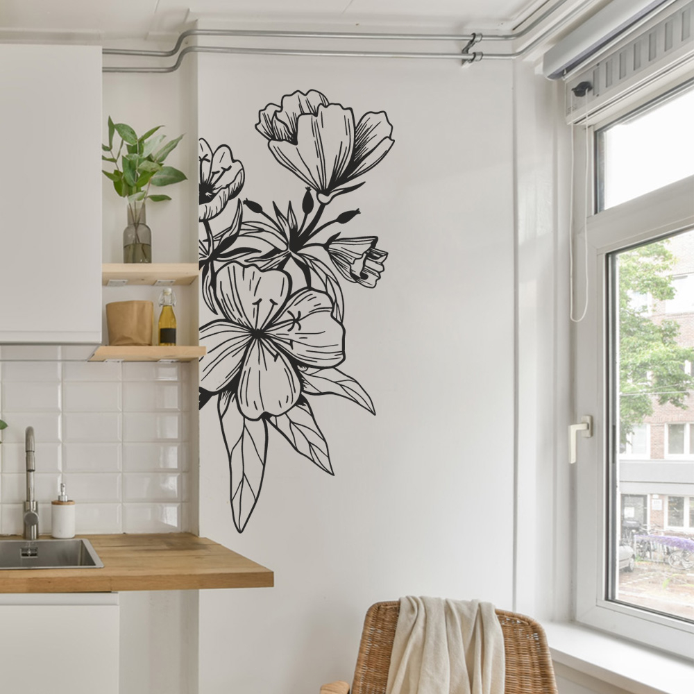 Flower Wall Stickers Wall Decor Deisgn for Room Self Adhesive DIY ...