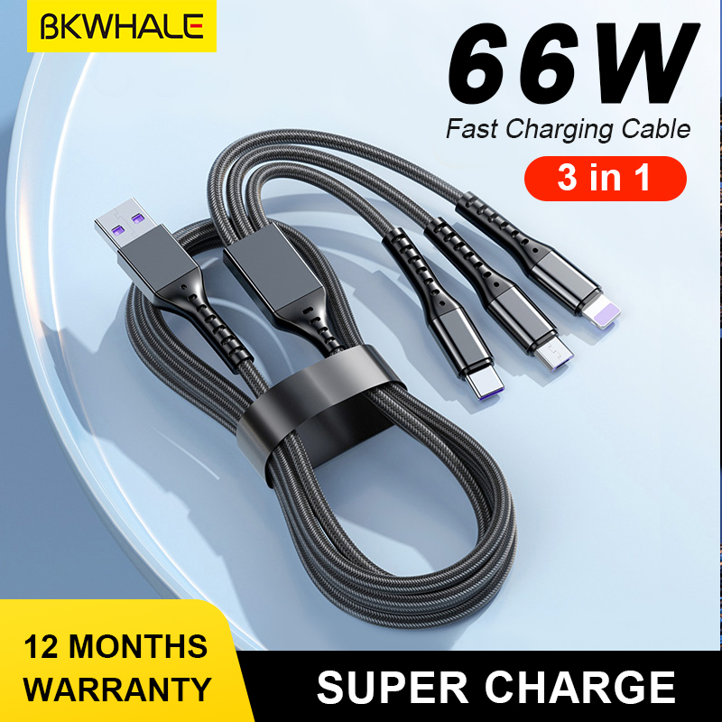 BKWHALE 5A Fast Charger Cable 3 in 1 Super Charge Cable Micro Usb ...