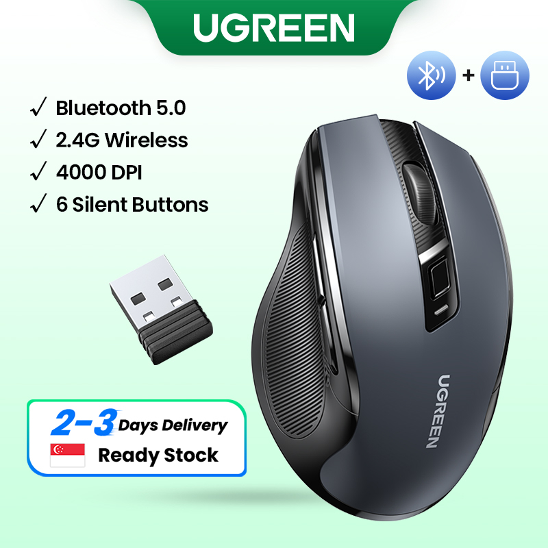 UGREEN Wireless Mouse, 6 Silent Buttons, 2.4G with USB Mini Receiver, 5 ...