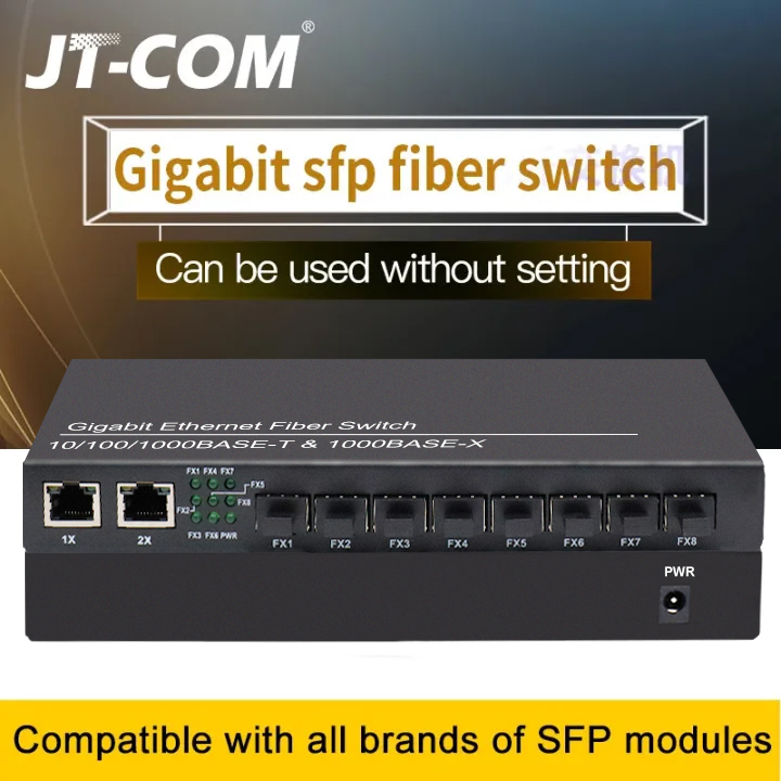 JT-COM Gigabit Ethernet SFP Fiber Switch 1000Mbps SFP Media Converter 8 ...