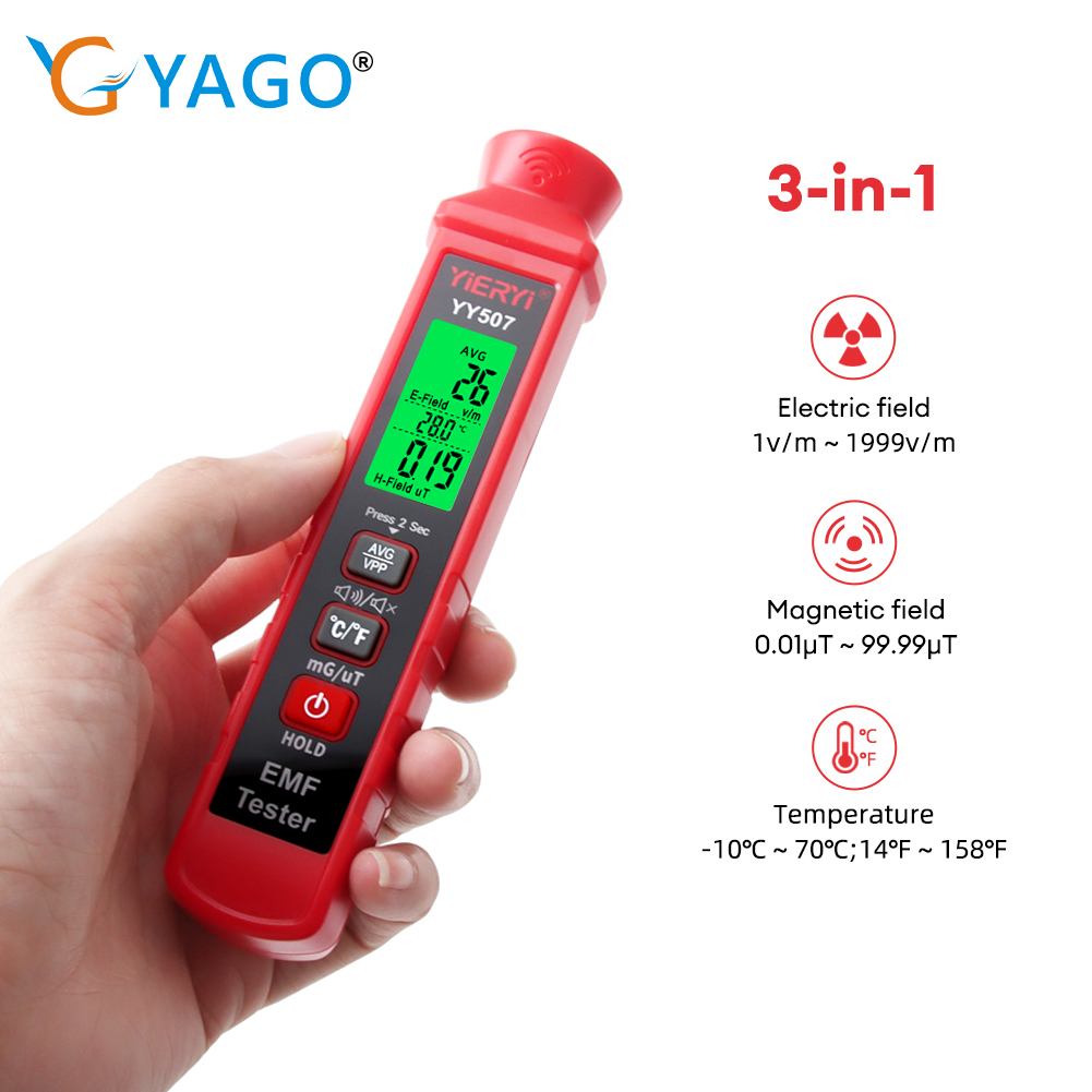 3 in 1 Portable Magnetic Field Detector Digital Radiation Tester ...