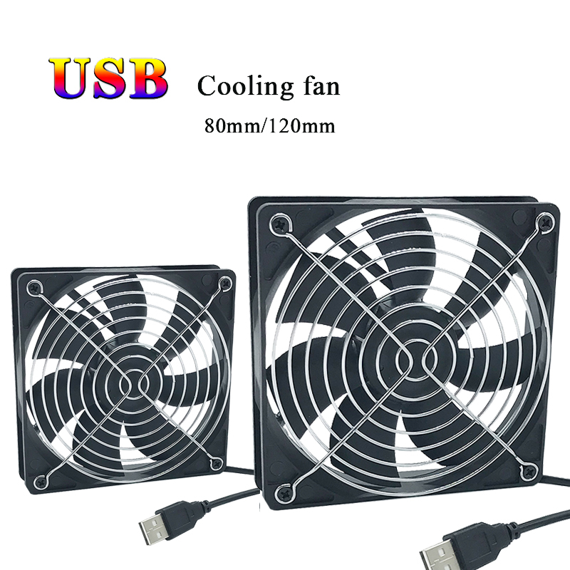 120x120x25mm 80x80x25mm 5V USB Power Cooling Case Fan For Receiver DVR ...