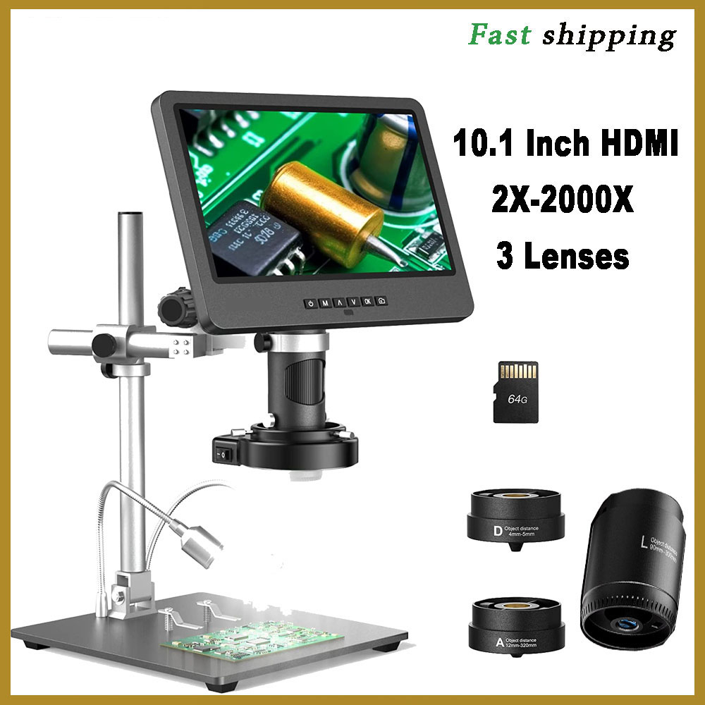 TOMLOV DM602 Pro 10.1 Inch HDMI Digital Microscope 2000X, Upgraded Pro ...
