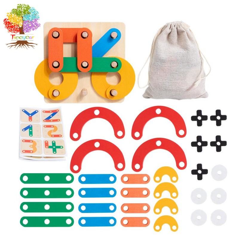 Wooden Montessori Toy for Toddlers, Letter Number Construction Set ...