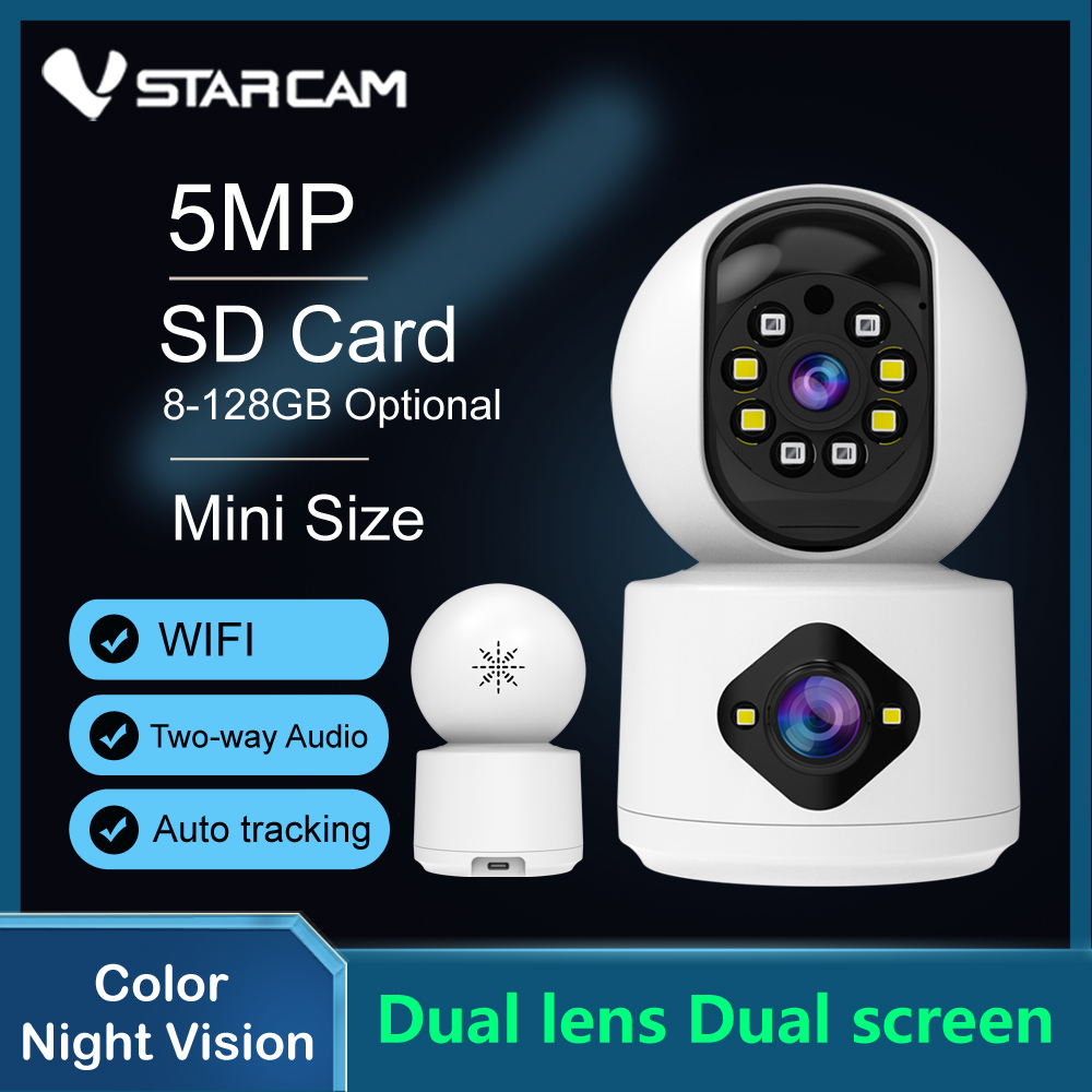 Vstarcam 5MP Image 1080P Video AI Camera PTZ Wifi Double Lens Auto ...
