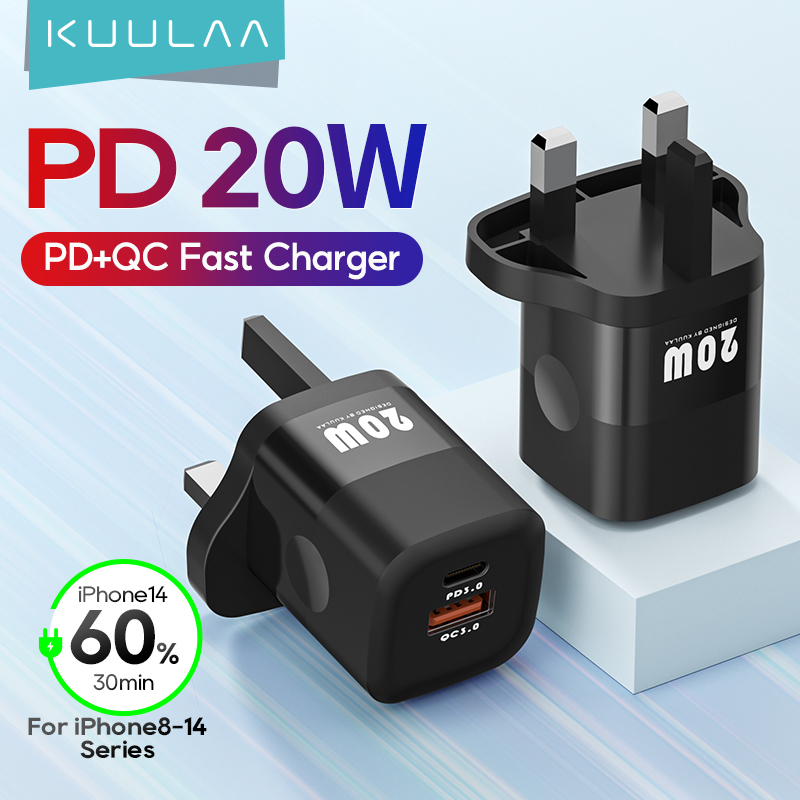 [10SGD OFF]KUULAA 20W UK USB C Dual ports Charger PD3.0 Fast Charging ...