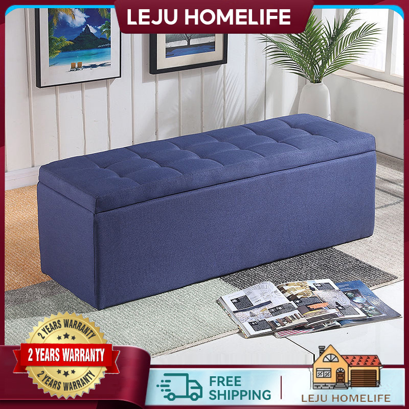 Ottoman TSM Fabric Linen Storage Bench | Ottoman | Storage Stool ...