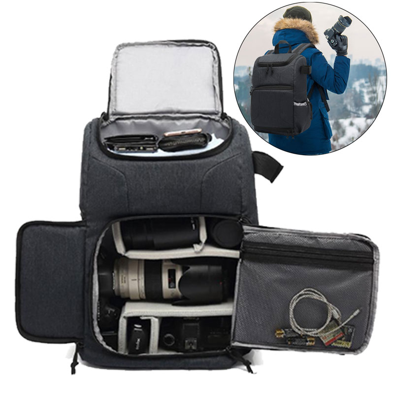Digital DSLR Camera Bag Waterproof Camera Pouch Outdoor Laptop Backpack ...