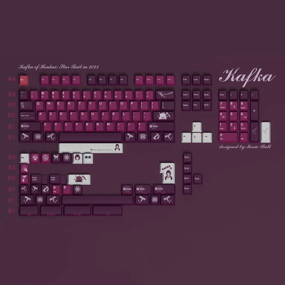 144 Keys Honkai Star Rail Kafka Keycaps Cherry Profile PBT Dye ...