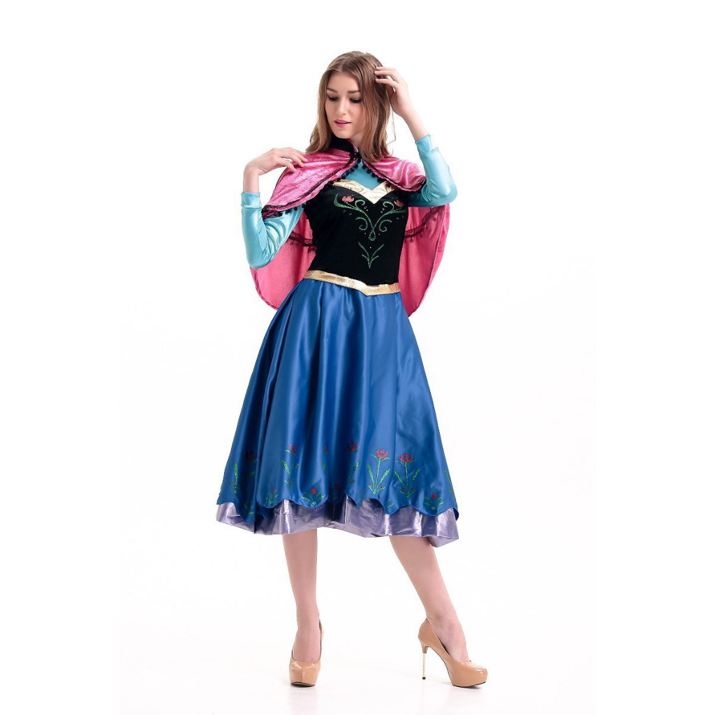 Spring Summer Women Adult Frozen Disney Elsa Costume Cosplay Anna