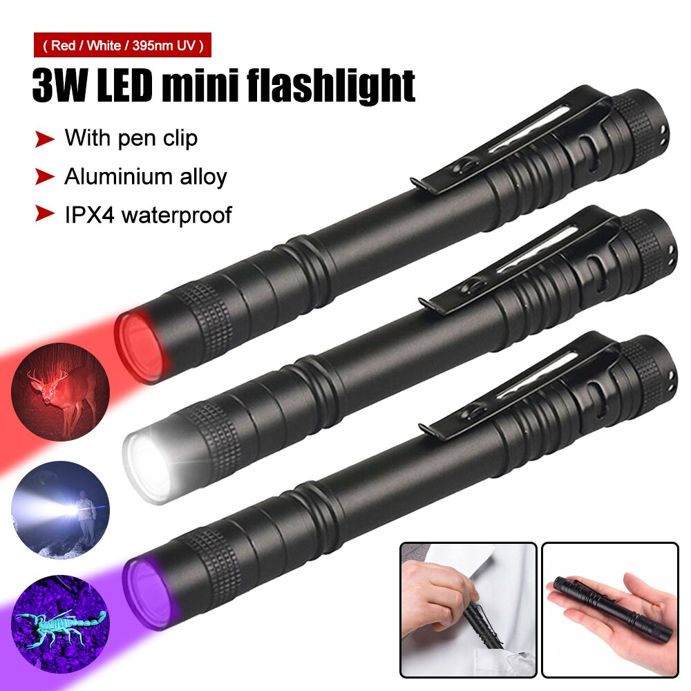 Mini UV Flashlight Super bright torch light 395NM UV light led Penlight ...