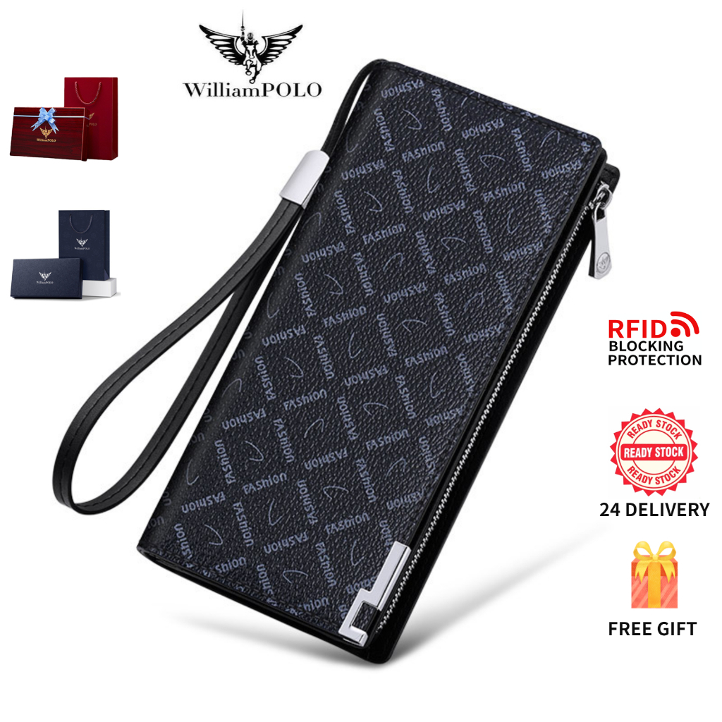 William polo Premium Men's Long Wallet with Multi-Function & Large ...