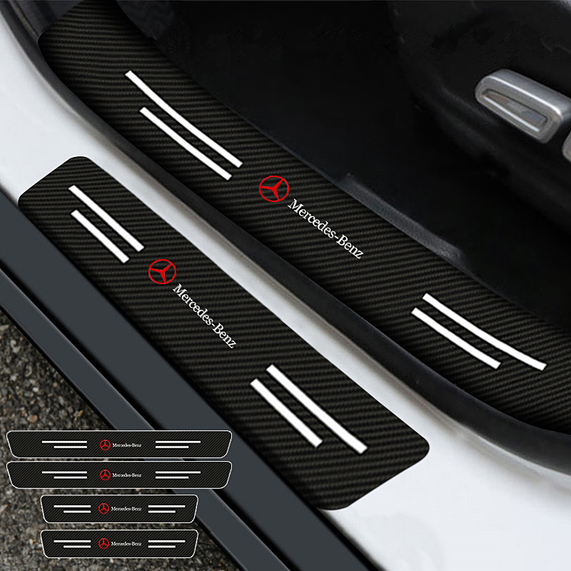 4pcs/set Carbon Fiber Leather Car Door Anti-stepping Stickers Car ...