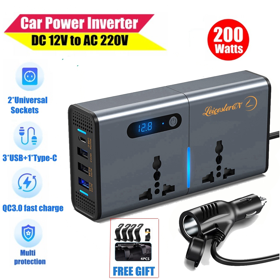 LST 200W Car Power Inverter Newly Car Plug Adapter Outlet Charger DC ...