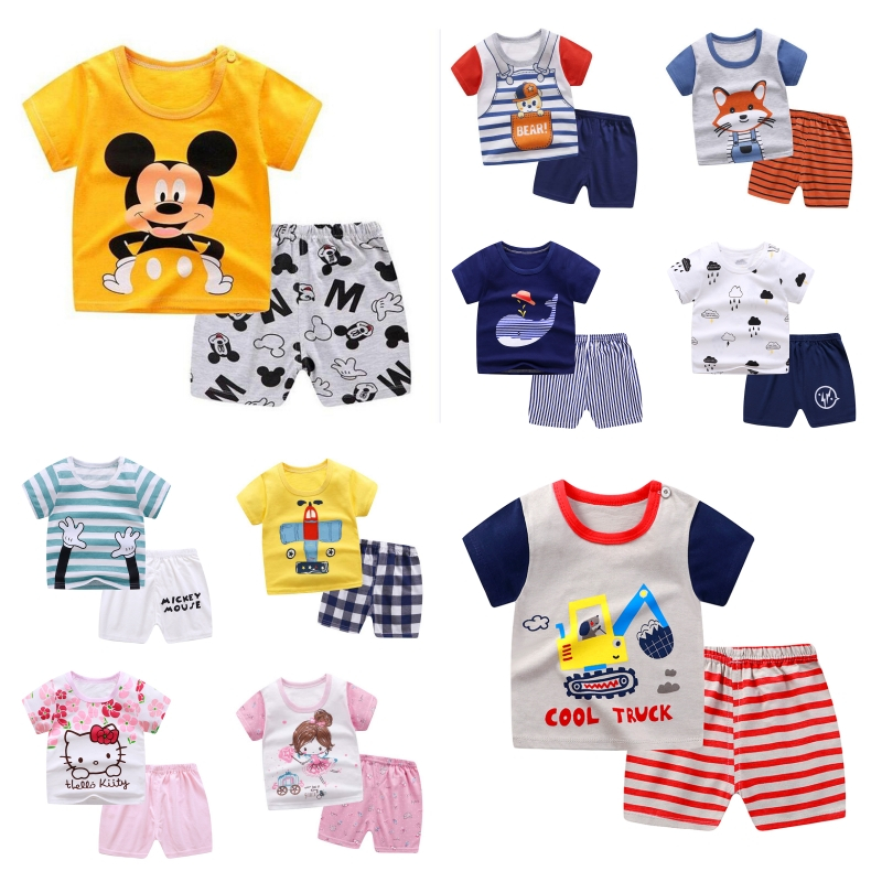 Newborn Toddler Kids Baby Boys Summer Cartoon T-Shirt + Shorts 2 Pcs ...