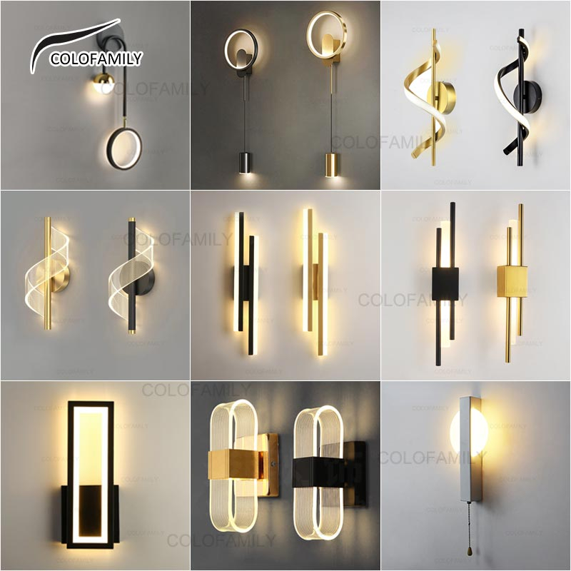 3 Color LED Wall Light Gold Minimalist Spiral Wall Lamp Modern Living ...