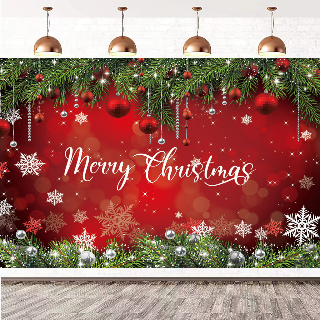 Christmas Snowflake Pine Tree Photography Backdrop Red Christmas ...