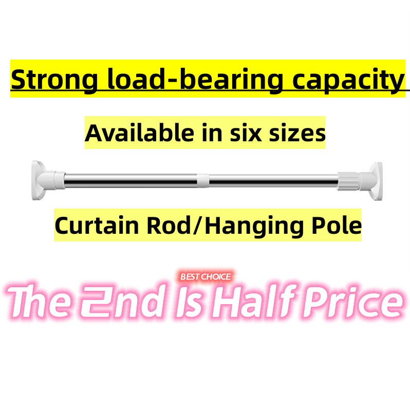 【Half Price For 2nd Pc】Adjustable Clothes Rack Shower Curtain Rod ...