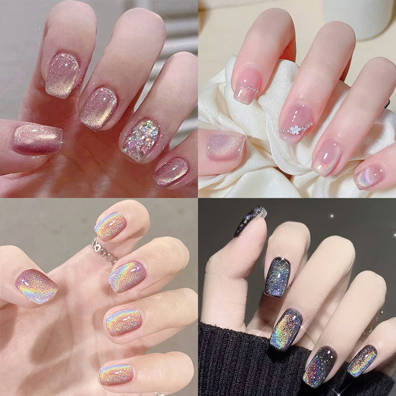 24 Pieces Nail Patches Cat's Eye Series Manicure Patches Long Short ...