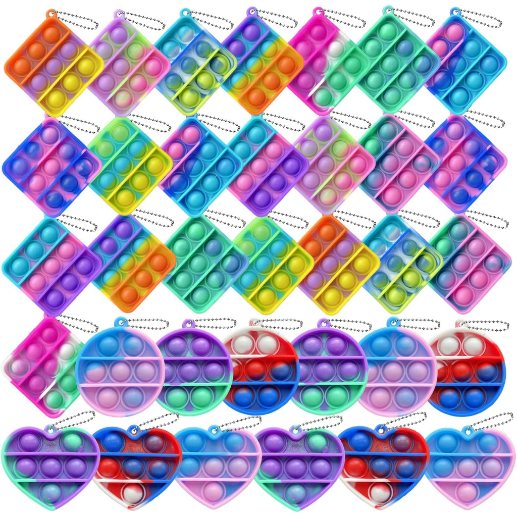 Pop Fidget Toys Party Favors for Kids Toys 3 Shape Mini Pop Keychain ...