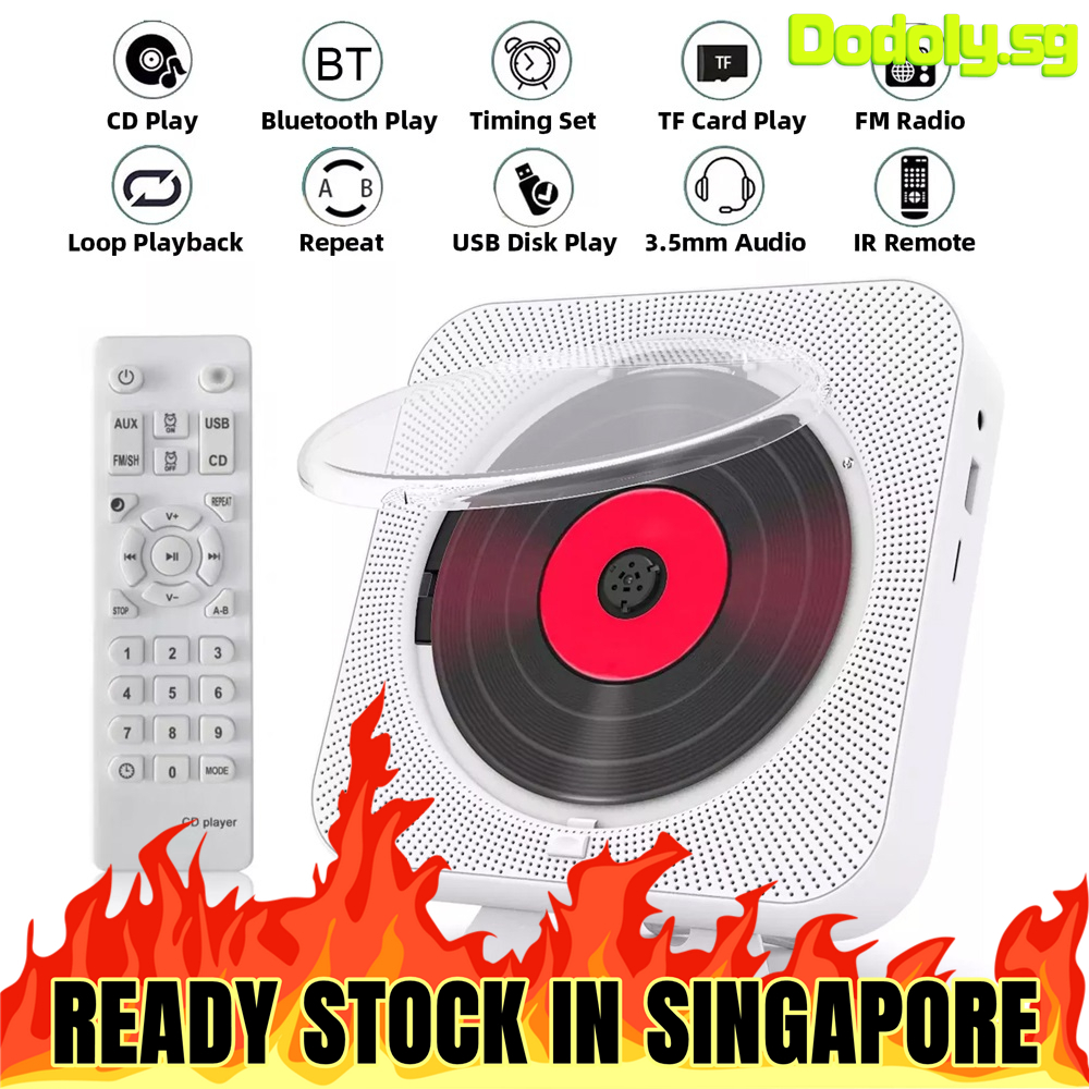 Portable CD Player Bluetooth Speaker Stereo CD Players LED Screen Wall ...