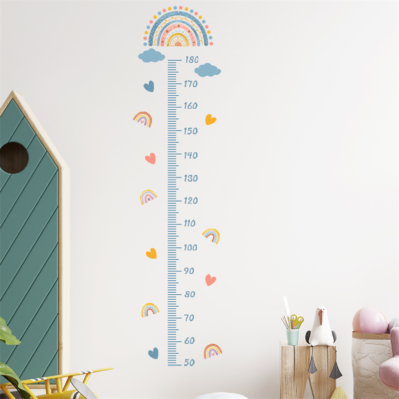 Boho Rainbow Height Stickers Kids Room Wall Sticker Baby Growth Chart ...