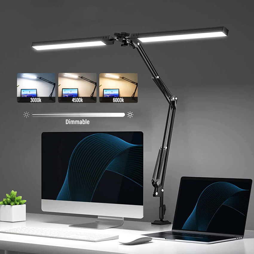 【24H Delivery】2-Head Led Table Lamp Long Arm Retractable Foldable USB ...