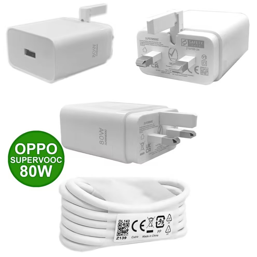 80W Oppo Charger Support Super VOOC 3.0 Adapter With Type C USB Cable ...