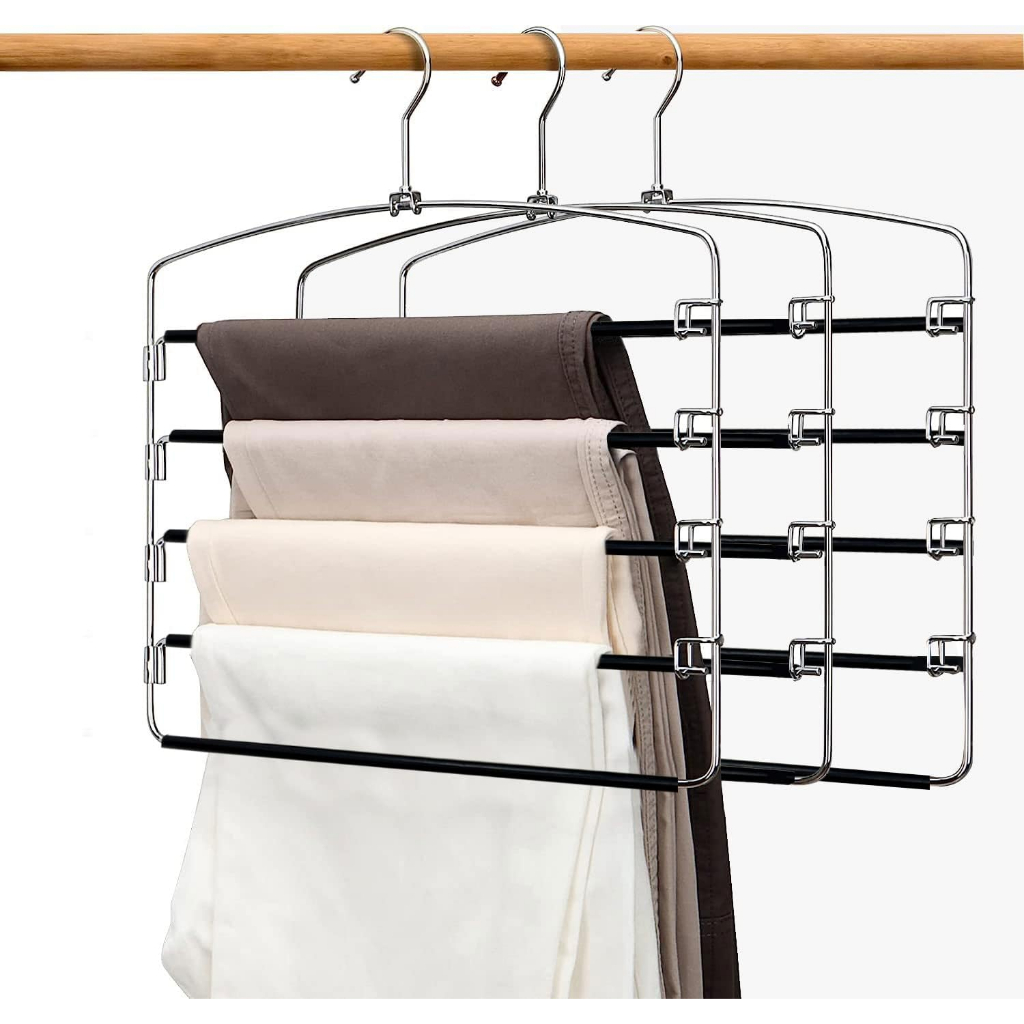 Eishooana 5 Layers Pants Hanger Multilayer Storage Non-Slip Home Closet ...