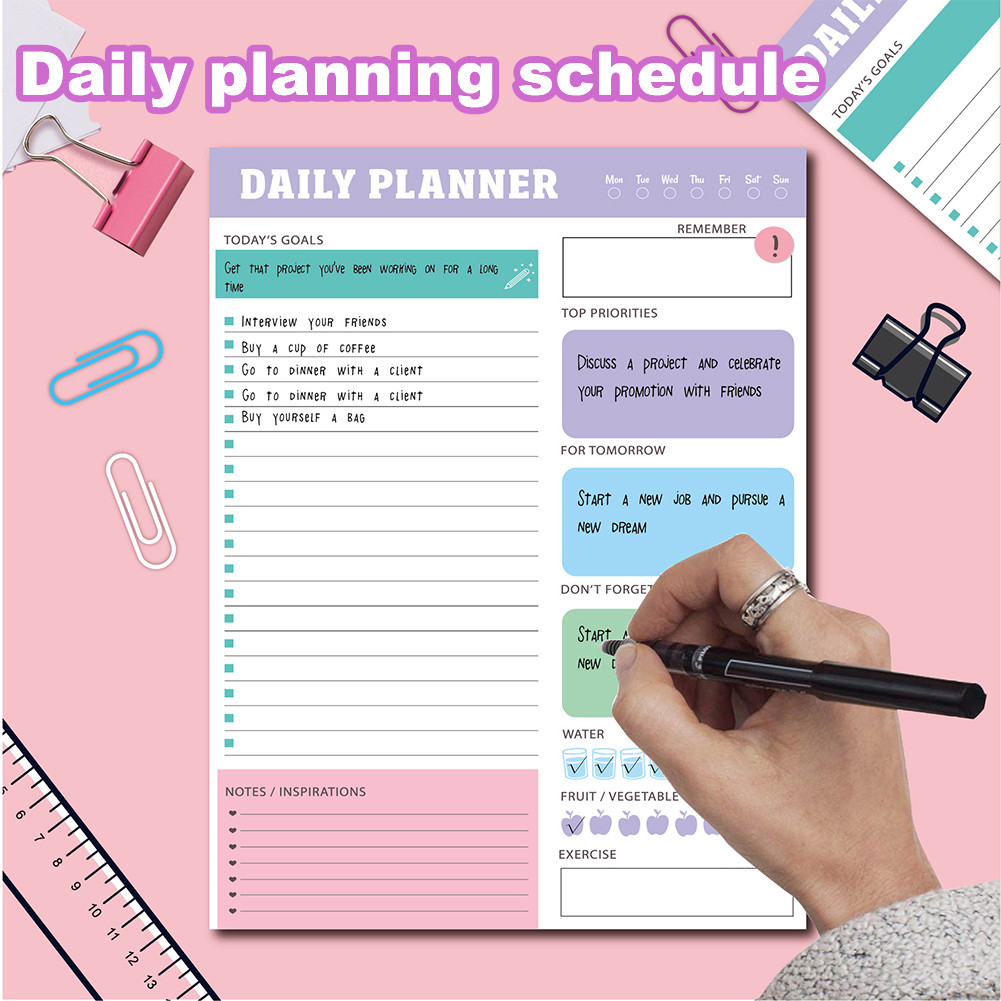 60 Sheets English Daily Planner 2 Monthly To Do List Notepad Weekly ...