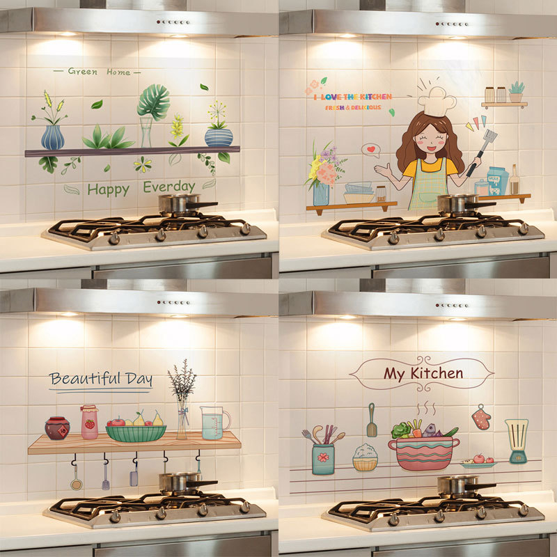 1pc Kitchen Proof-Oil Sticker, Restaurant Decoration Transparent ...