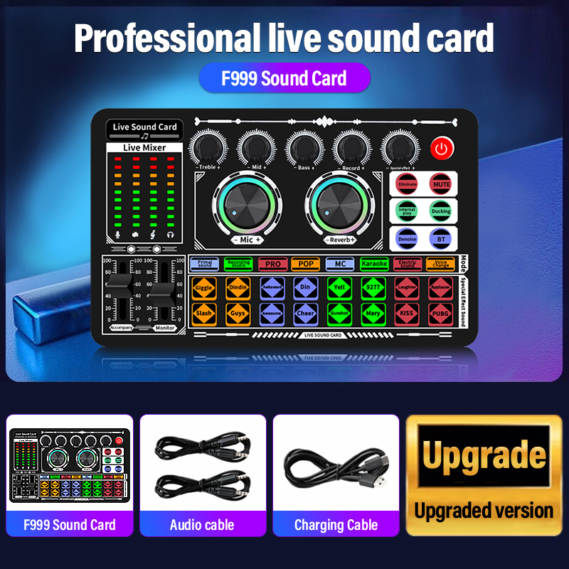 [SG Stock] Sound Card With Microphone Set F999 Live Sound Card Support ...