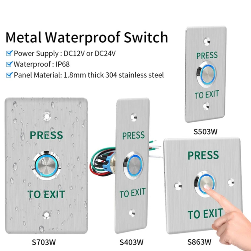 Waterproof Door Push Exit Button Gate Release Switch Opener COM NC NO ...