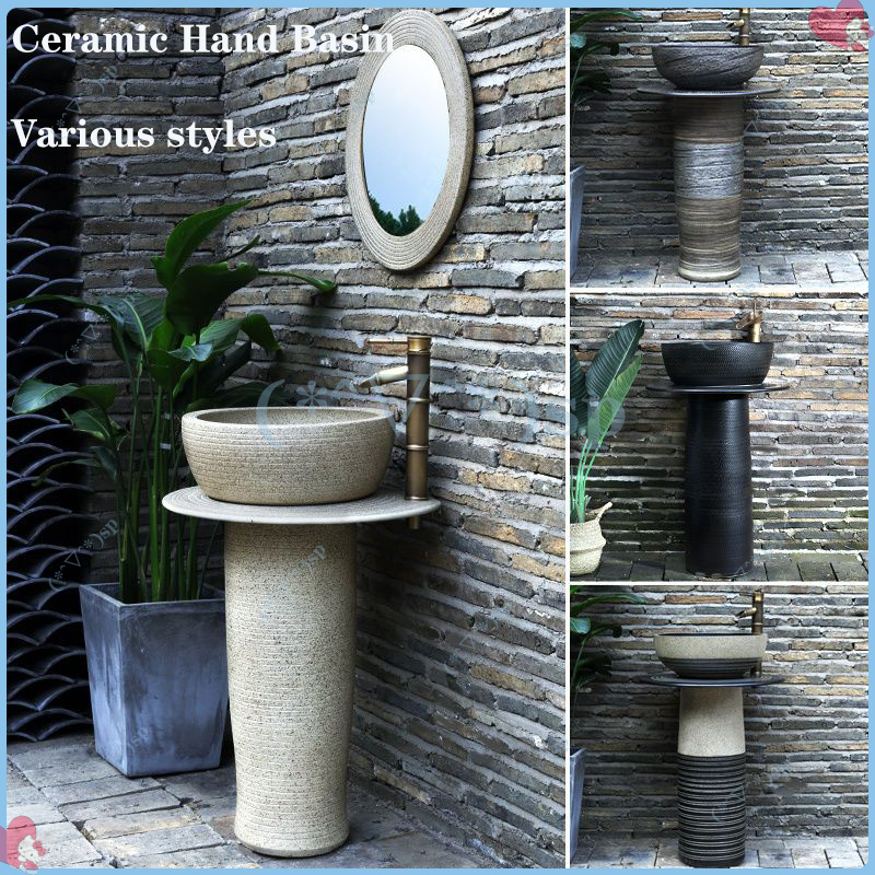 Column Type Washbasin Villa Garden Balcony Floor-Standing Integrated ...