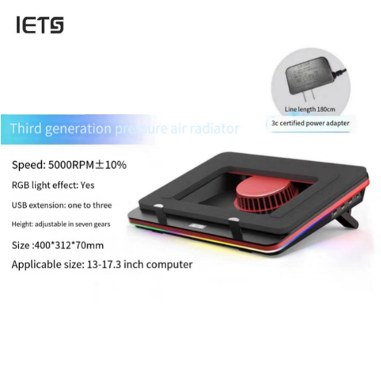 Original IETS GT500 Powerful Turbo-Fan RGB Laptop Cooling Pad gaming ...