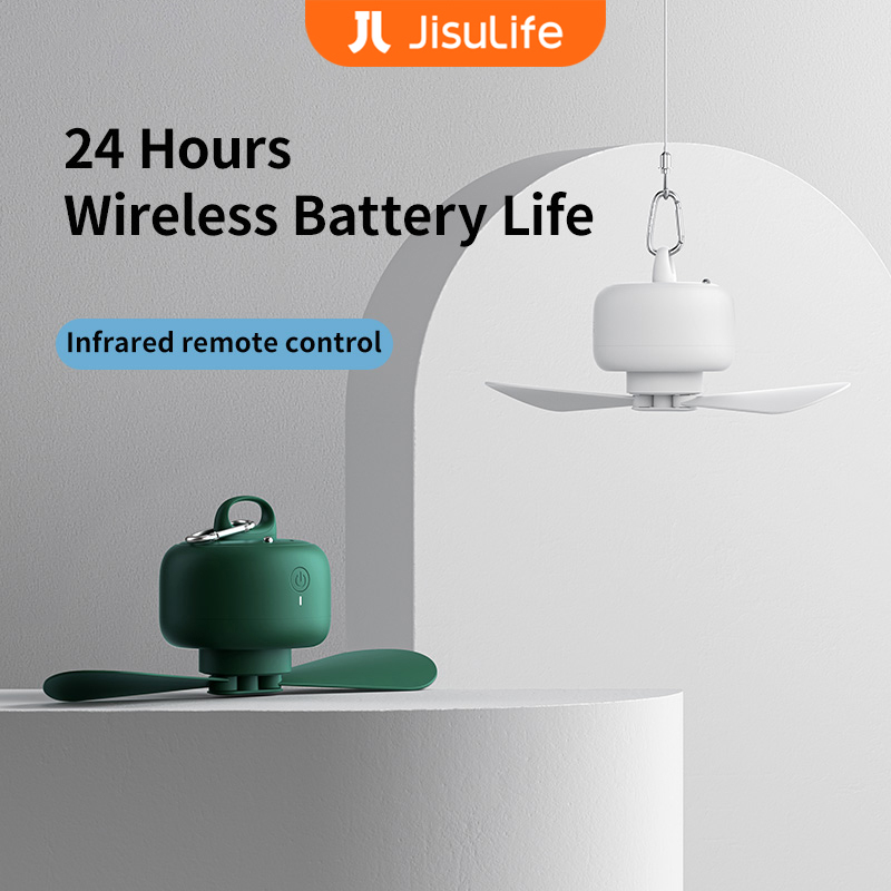 JISULIFE Foldable Ceiling Fan 3 Blades 4 Speeds Infrared Remote Control ...