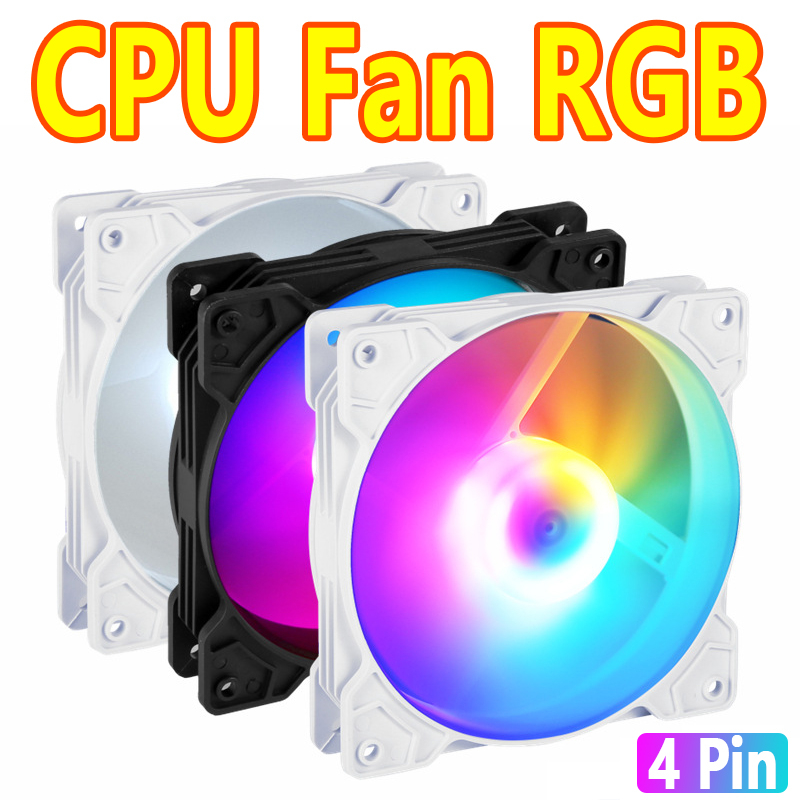 120 mm Fan RGB Case Fans CPU Cooler Radiator Silent PWM 4PIN 150W For ...