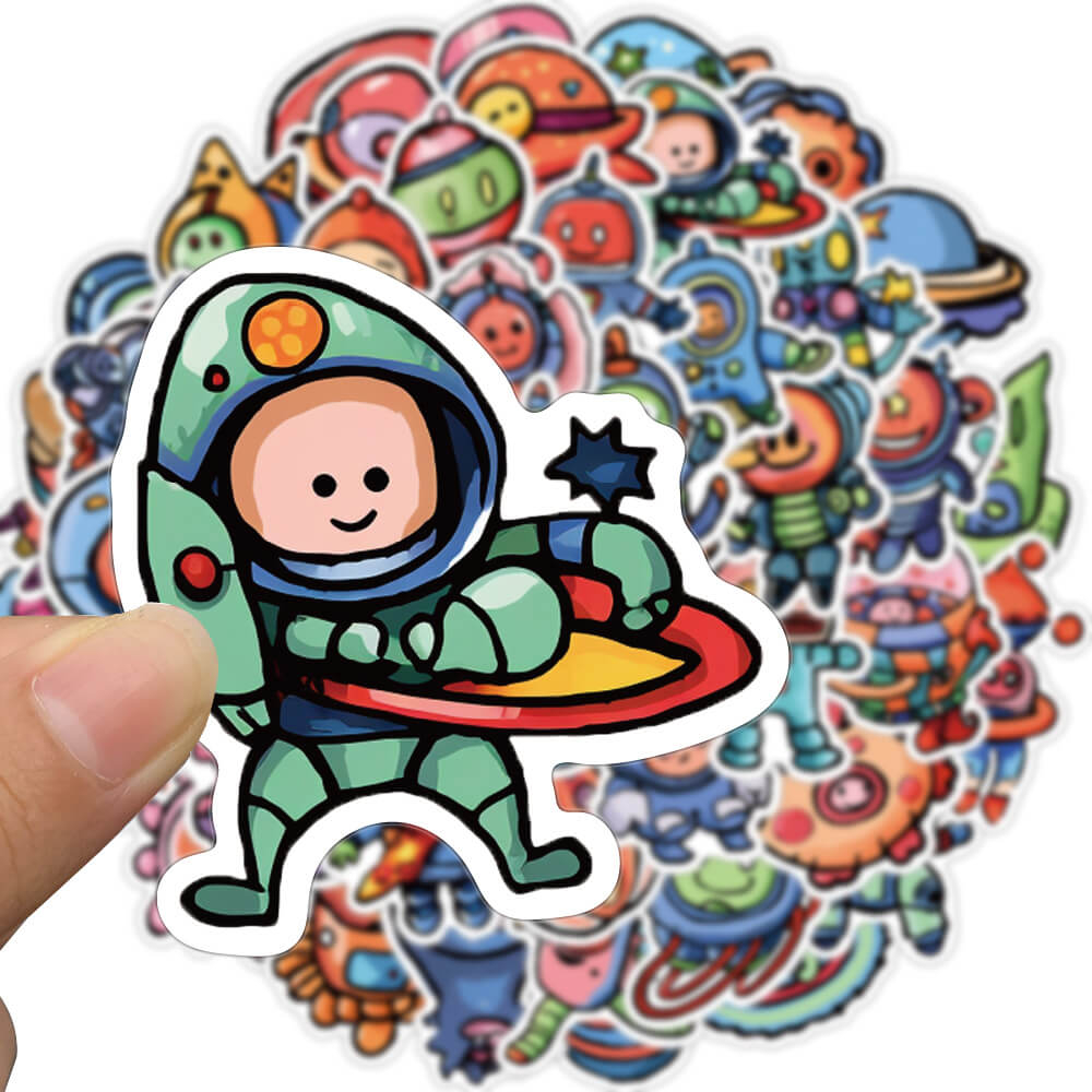 [Large sticker]50PCS Outer Space Stickers UFO Alien Astronaut Rocket ...