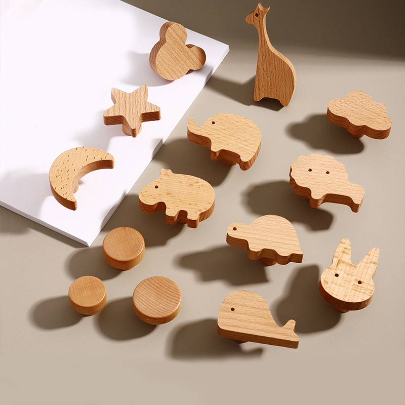 1PCS Wooden Door Handles Cute Animal Wood Furniture Handles for ...