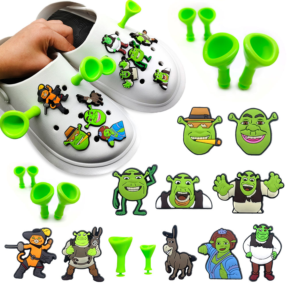Novelty Shrek's ear 1pcs cartoon character croc Charms jibz DIY clogs ...