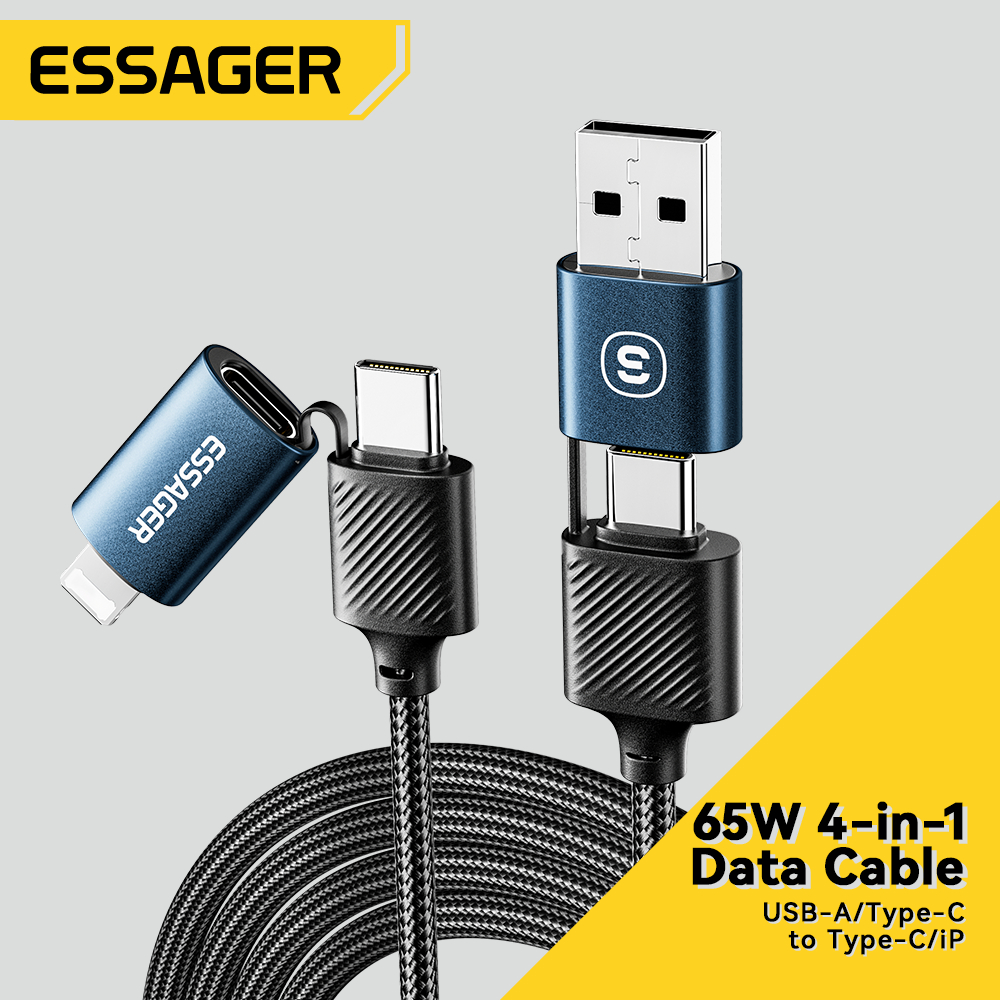 Essager 4 in 1 Usb Type C Ios Cable 65W Fsat Charging Cord For Ip ...