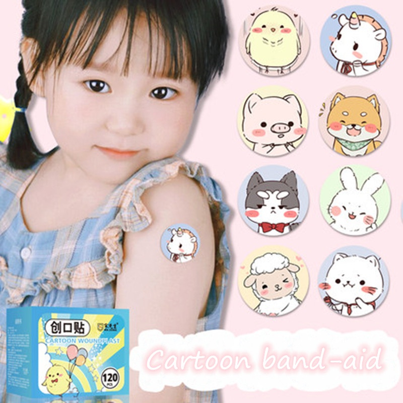 120Pcs Round First Aid Waterproof Healing Wounds Adhesive Bandage Band ...