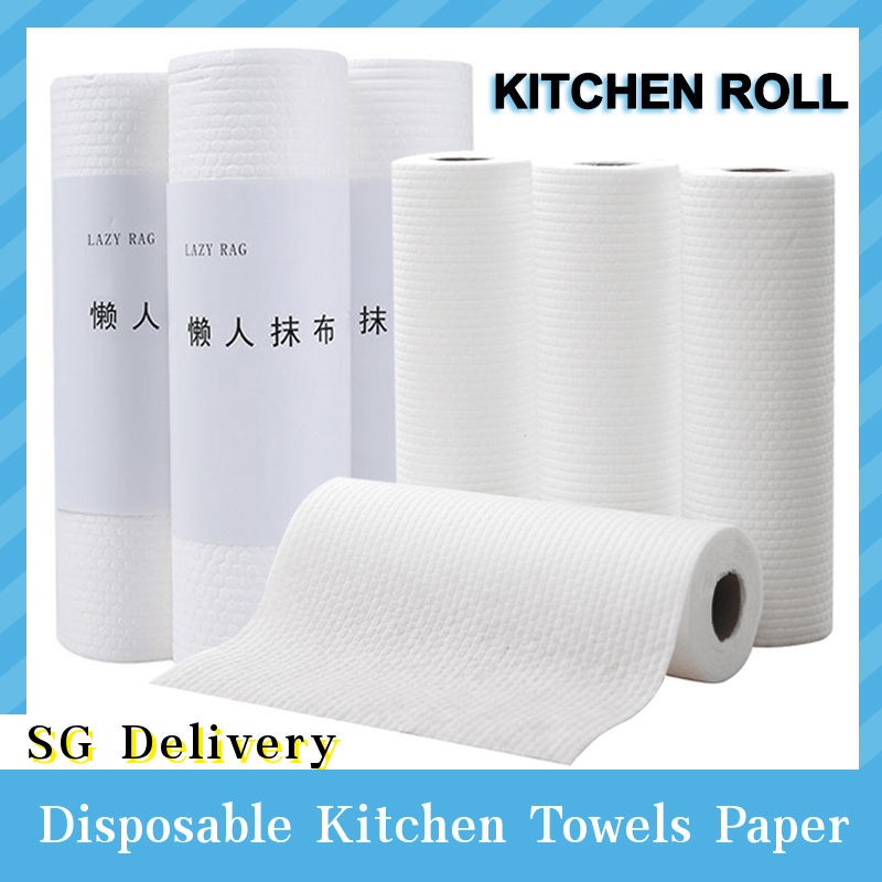 [SG Stock] 50/100 Pcs Disposable Kitchen Towels Paper Roll Reusable ...