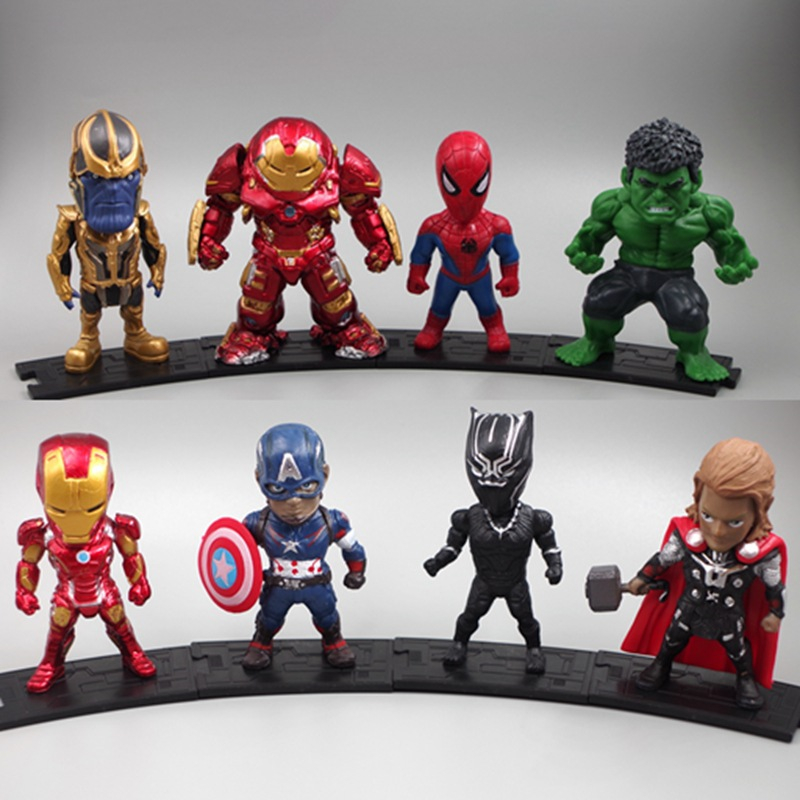 8Pcs/Set 8-10cm Disney Marvel The Avengers Hulk Spider-Man Iron Man ...